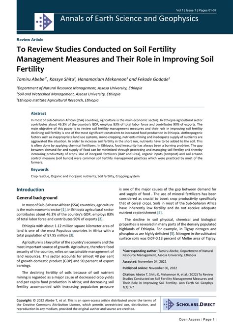 PDF Their Role In Improving Soil Fertility