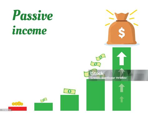 성공의 길에 성장 막대로 시각화 수동 또는 활성 소득에 대한 개념 상단에 금의 보물 자루 플랫 만화 디자인입니다 0명에 대한 스톡 벡터 아트 및 기타 이미지 Istock