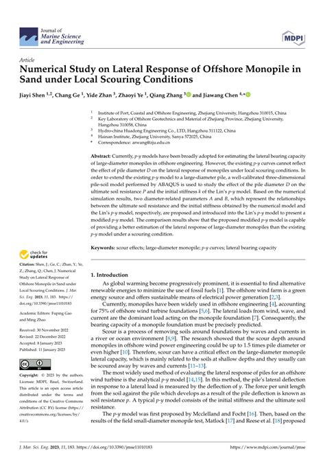 PDF Numerical Study On Lateral Response Of Offshore Monopile In Sand Under Local Scouring