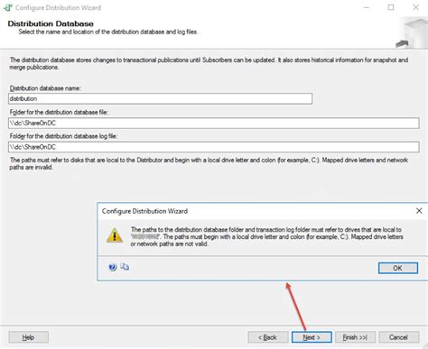 Sql Server Fix Unable To Create Distribution Database On A Unc Share Configure Distribution