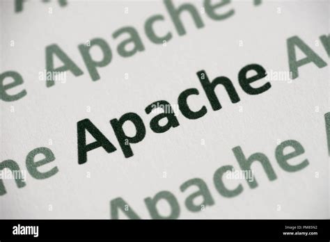 Word Apache Language Printed On White Paper Macro Stock Photo Alamy
