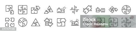 퍼즐 간단한 아이콘 컬렉션 편집 가능한 스트로크 인포그래픽 기사 서적 전단지 배너에 적합 0명에 대한 스톡 벡터 아트 및 기타 이미지 Istock