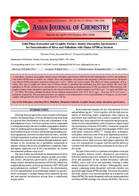 Pdf Solid Phase Extraction And Graphite Furnace Atomic Absorption Spectrometric Determination