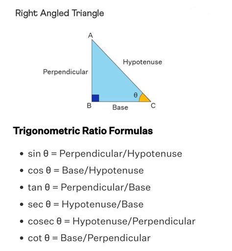 Physicsdom Basic Trigonometry Formulas Are Used To Find The
