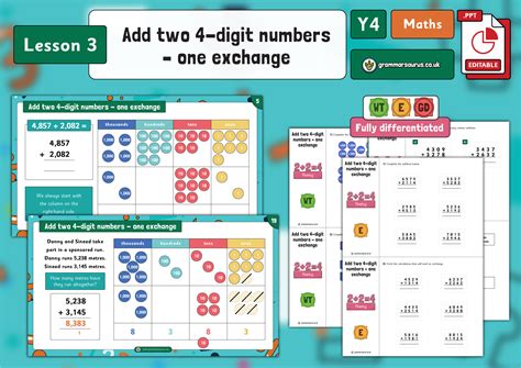 Year 4 Addition And Subtraction Add Two 4 Digit Numbers One Exchange Lesson 3 Grammarsaurus