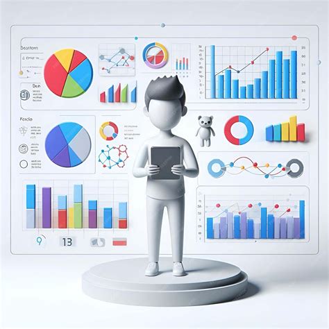 3d Render Of Person Analyzing Data Visualizations In Modern Workspace