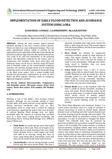 Pdf Implementation Of Early Flood Detection And Avoidance System