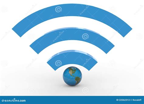 3d Wifi Sign With Earth Globe High Signal Stock Illustration