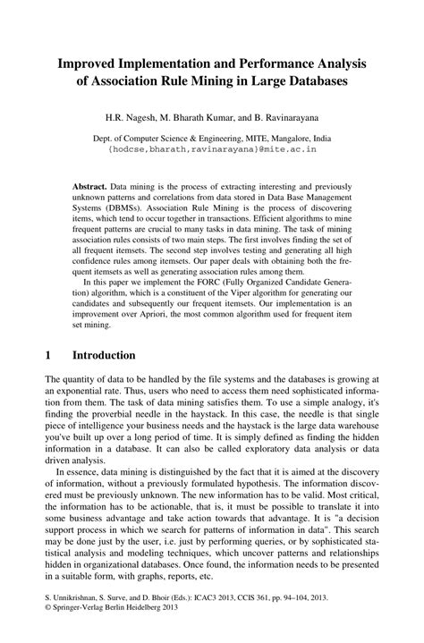 Pdf Improved Implementation And Performance Analysis Of Association Rule Mining In Large Databases