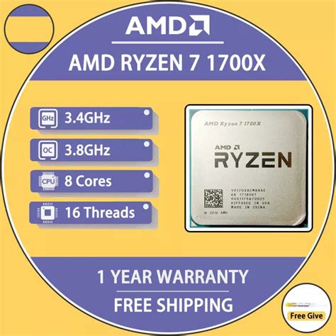 Amd Ryzen 7 1700x R7 1700x 3 4 Ghz Eight Core Cpu Processor Yd170xbcm88ae Socket Am4 No Fan