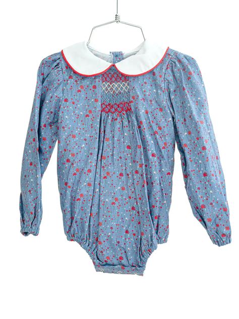 Blue Floral Smocked Bubble I Ruth And Ralph