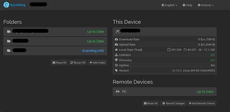 Syncthing Stuck At Syncing 99 Out Of Sync Items Support Syncthing Community Forum