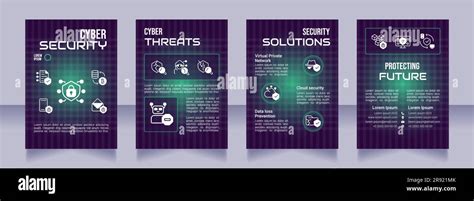 Cybersecurity Purple Premade Brochure Template Stock Vector Image And Art