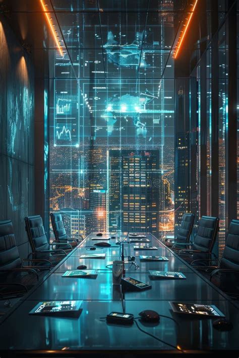 Ai Cyber Security High Tech Meeting Room For Cybersecurity Engineers