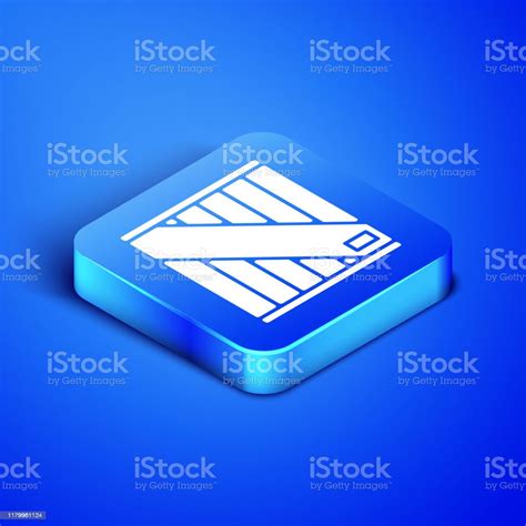 파란색 배경에 격리 된 등각 투영 나무 상자 아이콘입니다 파란색 사각형 버튼입니다 벡터 일러스트레이션 나무 상자에 대한 스톡 벡터 아트 및 기타 이미지 Istock