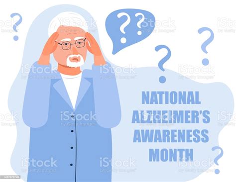 미국 개념 벡터의 전국 알츠하이머 인식의 달입니다 치매 신경학 건강 관리 파킨슨 병 또는 알츠하이머 병 은유가 표시됩니다 10월에 대한 스톡 벡터 아트 및 기타 이미지