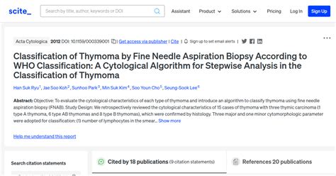 Classification Of Thymoma By Fine Needle Aspiration Biopsy According To