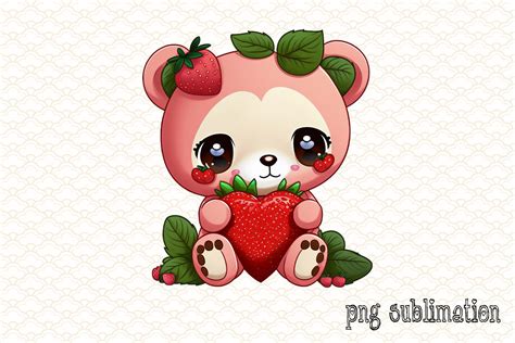 Cute Strawberry Bear Graphic By Garyart · Creative Fabrica