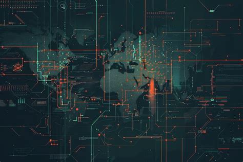 Futuristic Digital World Map With Connections Premium Ai Generated Image