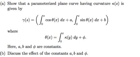 Solved A Show That A Parameterized Plane Curve Having
