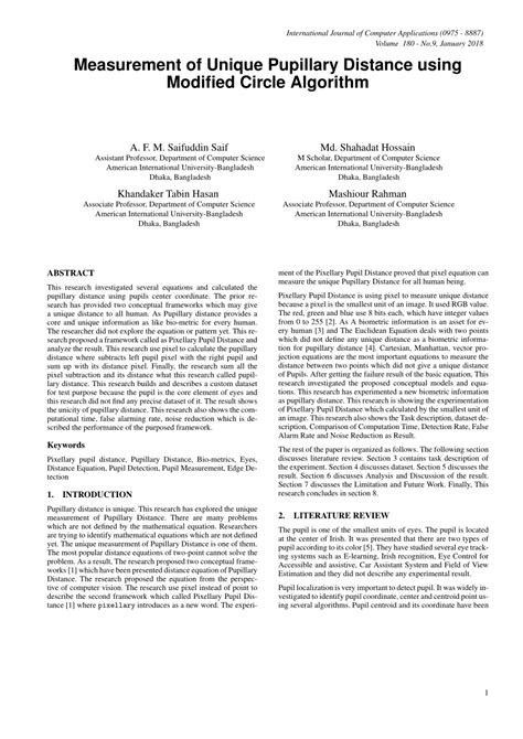 Pdf Measurement Of Unique Pupillary Distance Using Modified Circle