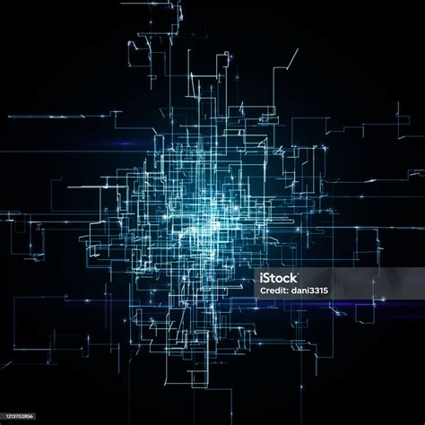 디지털 연결 인공 지능 및 데이터 스토리지 개념 빛나는 전자 회로 기판 도체 및 신경 신호 3차원 형태에 대한 스톡 벡터 아트 및 기타 이미지 Istock