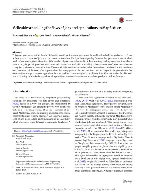 Malleable Scheduling For Flows Of Jobs And Applications To Mapreduce