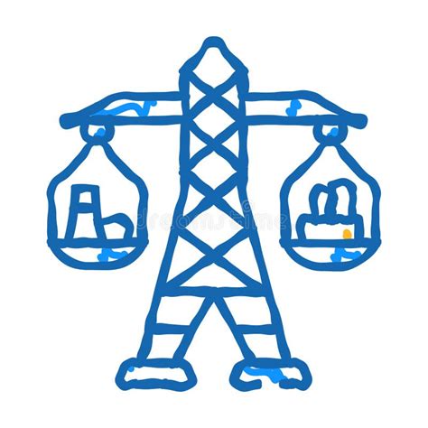 Grid Balancing Energy Icon Doodle Illustration Stock Vector