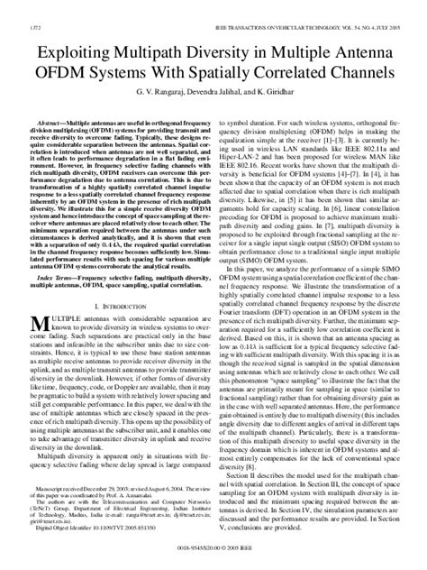 Pdf Exploiting Multipath Diversity In Multiple Antenna Ofdm Systems With Spatially Correlated