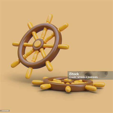 수직 및 수평 위치의 선박 바퀴 그림자가 있는 컬러 일러스트레이션 3차원 형태에 대한 스톡 벡터 아트 및 기타 이미지 3차원 형태 골동품 관광객 Istock