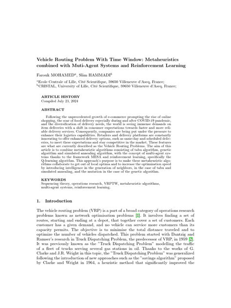 Vrptw Journal Pdf Metaheuristic Algorithms And Data Structures