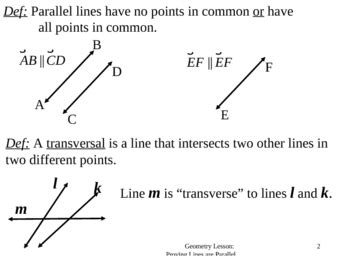 Geometry Lesson 20 Proving Lines Parallel By Justin OBrien TpT