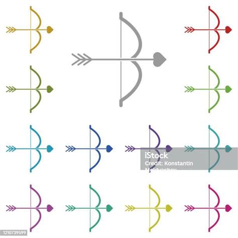 활과 화살 심장 큐피드 멀티 컬러 아이콘 Ui 및 Ux 웹 사이트 또는 모바일 응용 프로그램에 대한 간단한 얇은 라인 발렌타인