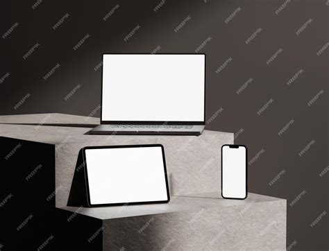 Premium Photo Responsive Multiple Device Web App Mockup Realistic 3d