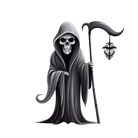 Happy Halloween Greetings With Grim Reaper Carrying Scythe Illustration Grim Reaper Scythe