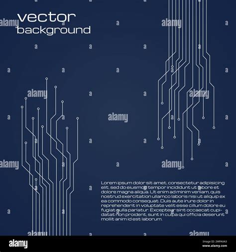 Abstract Technological Dark Blue Background With Elements Of The Microchip Circuit Board