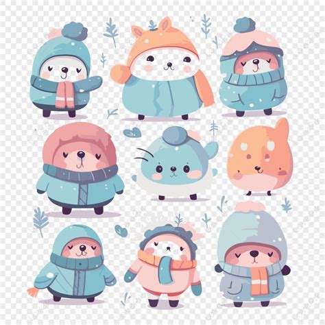 귀여운 겨울 벡터만화클립 아트상표 Png 일러스트 무료 다운로드 Lovepik