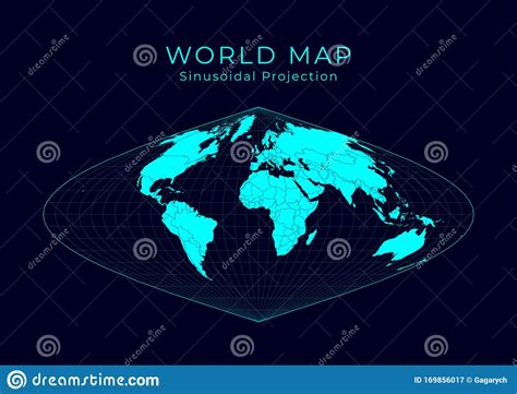World Map Sinusoidal Projection Vector Illustration 211576098