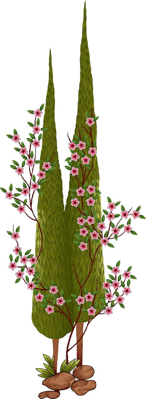 How To Draw Trees With Pink Flowers