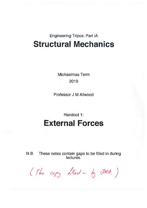 Handout 1 Lecture Notes For Structures Structural Analysis Studocu
