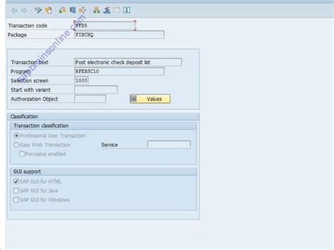 Ffb5 Sap Tcode For Post Electronic Check Deposit List