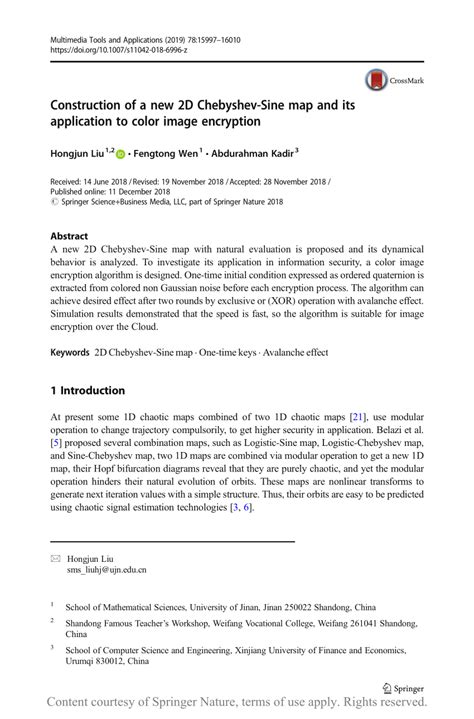 Construction Of A New 2d Chebyshev Sine Map And Its Application To Color Image Encryption