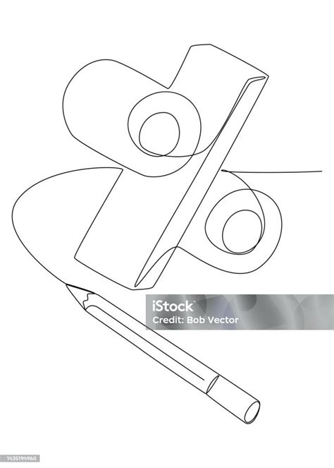 연필로 쓰여진 백분율 기호 단어의 연속 한 줄 씬 라인 일러스트 레이 션 벡터 개념 윤곽선 그리기 창조적 인 아이디어 가격에