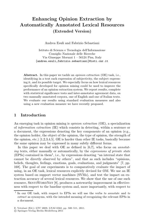 Pdf Enhancing Opinion Extraction By Automatically Annotated Lexical