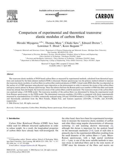 Pdf Comparison Of Experimental And Theoretical Transverse Elastic