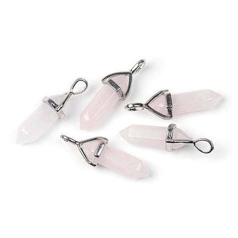 Rose Quartz Hexagonal Prism Silver Plated Gemstone Pendant 1pc Etsy