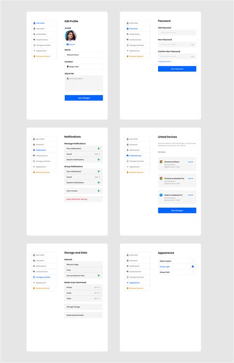 Settings Modal UI Kit On Behance