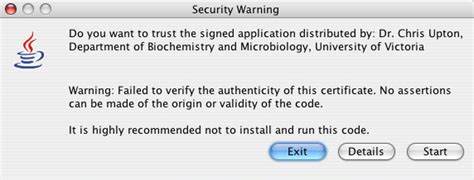 Java Web Start Warning Message Viral Bioinformatics Research Centre