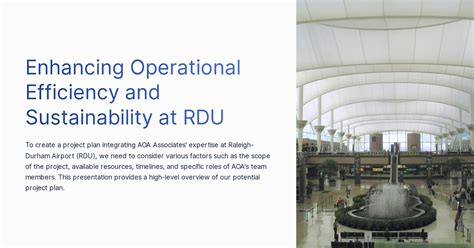 Enhancing Operational Efficiency And Sustainability At Rdu