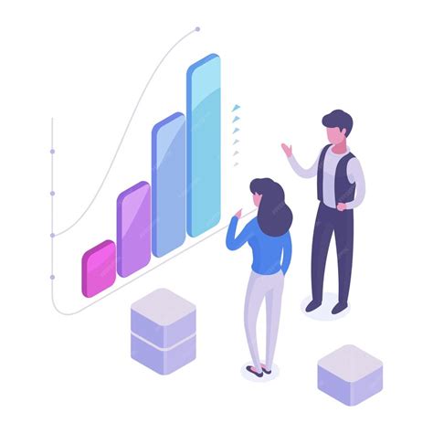 Premium Vector Isometric Business People Data Analysing Chart